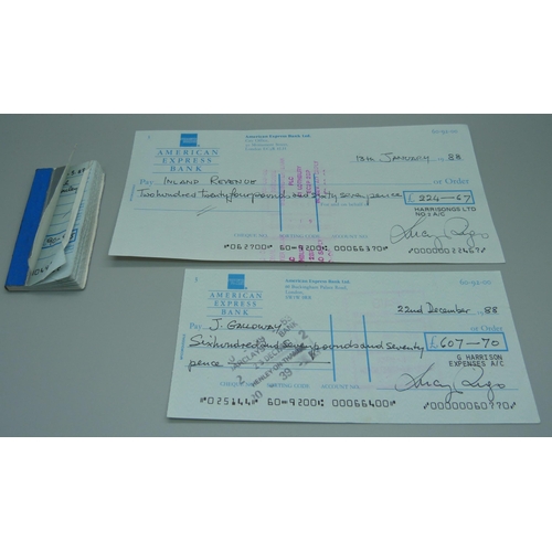 The Beatles interest, two 1980s George Harrison company cheques signed ...