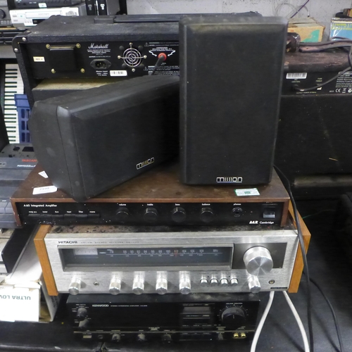 A quantity of stereo equipment including a Kenwood integrated amp (KA ...