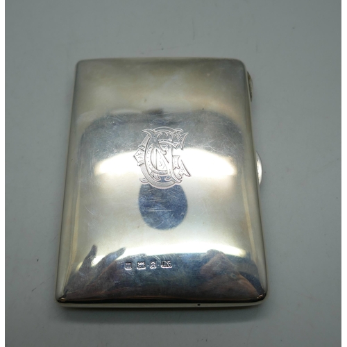 A George Unite silver card case, Birmingham 1911, with monogram, 93g ...