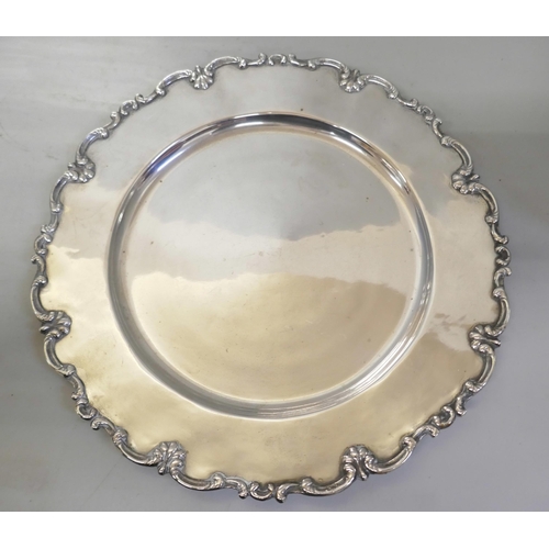 Three white metal trays, small circular tray with Eastern control mark ...
