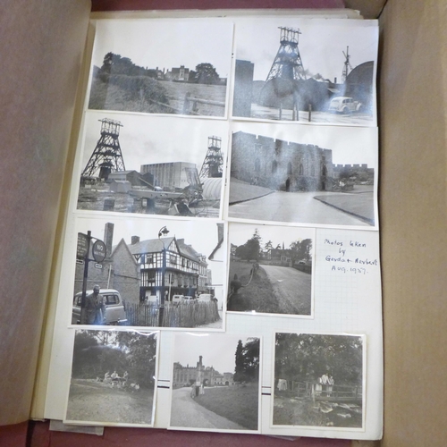 A box of photographs including Wollaton Colliery horse and wagon group ...
