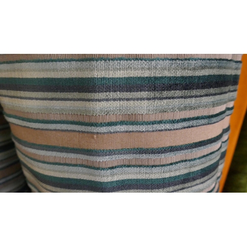 Three rolls of teal stripe upholstery fabric part roll, largest ...