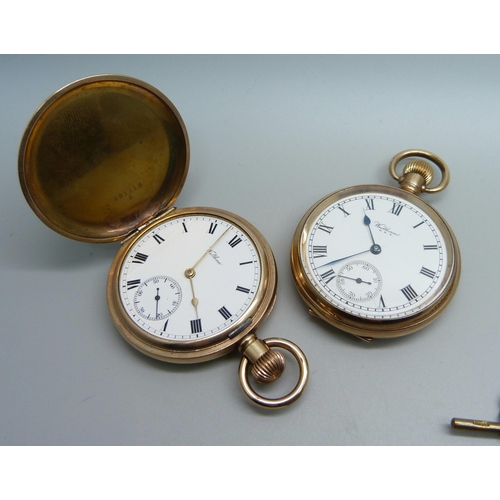 Two Waltham gold plated pocket watches both with 10 Year Star cases ...
