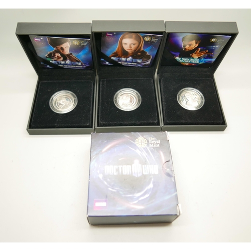 Three Royal Mint Doctor Who silver coins, different characters - Matt ...