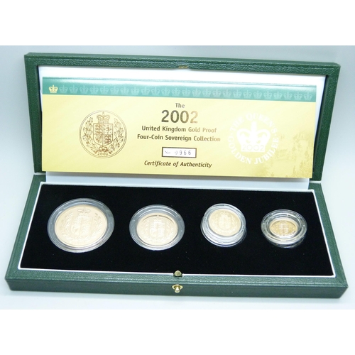 The Royal Mint UK Gold Proof Sovereign Four Coin Collection, 2002, No. 0966