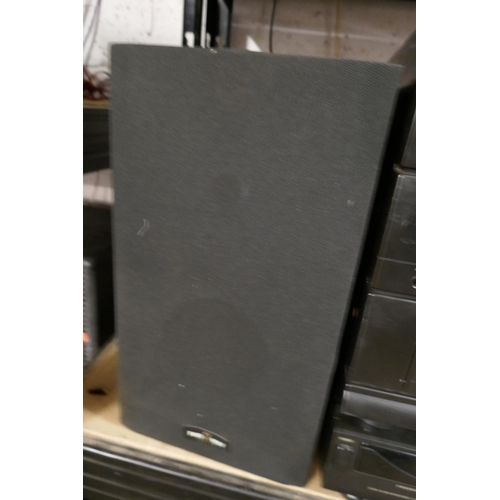 A Pye stereo synthesizer tuner double cassette midi system with a pair ...