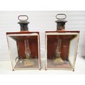 A pair of LMS/LNWR station platform lamps with reservoirs and glass ...