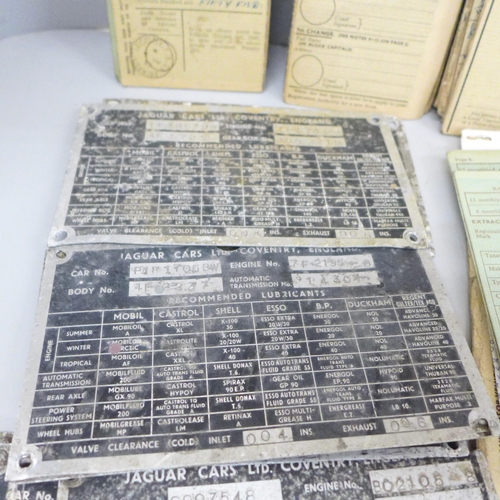 A collection of motor vehicle log books, 1940s to 1960s and Jaguar ...