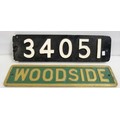 A brass industrial locomotive nameplate 'Woodside' (measures 13 x 55cm ...