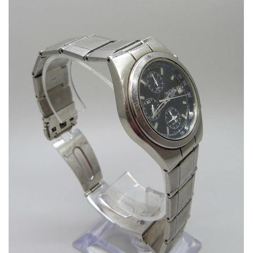 A stainless steel Pulsar chronograph 100m wristwatch, Pulsar 7T82-OA90 ...