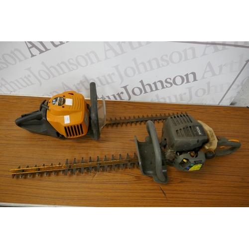 A Ryobi RHT2660DA petrol driven hedge trimmer and a McCulloch Gladiator ...