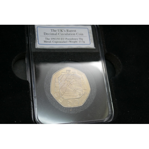 A silver proof NHS 50p with certificate, and the UK's rarest decimal ...