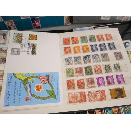 Stamps; a box of stamps including albums and first day covers. Examples ...