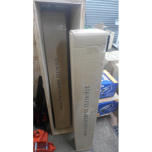 A sample crate containing two stainless steel submersible pumps* This ...