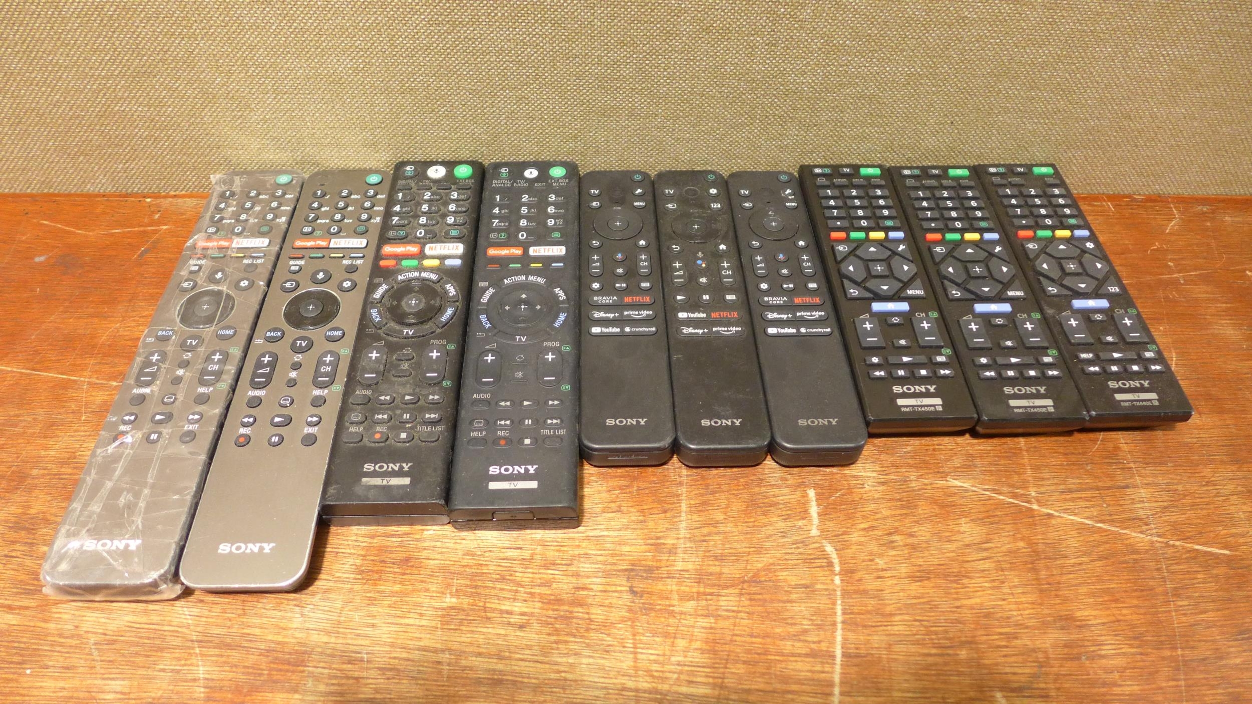 Ten Sony television remotes *This lot is subject to VAT