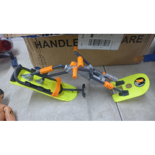 A quantity of vintage Action Man figures, an Action Man snowmobile ...