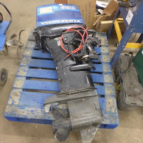 An electric Volvo Penta 550 outboard motor