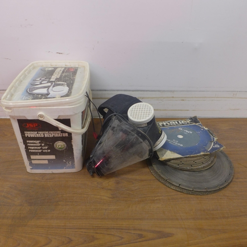 A JSP Powercap Positive Pressure Powered respirator mask and a quantity ...