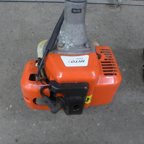 A Ryobi Powr-LT2 petrol driven strimmer and a Mito-X petrol driven long ...