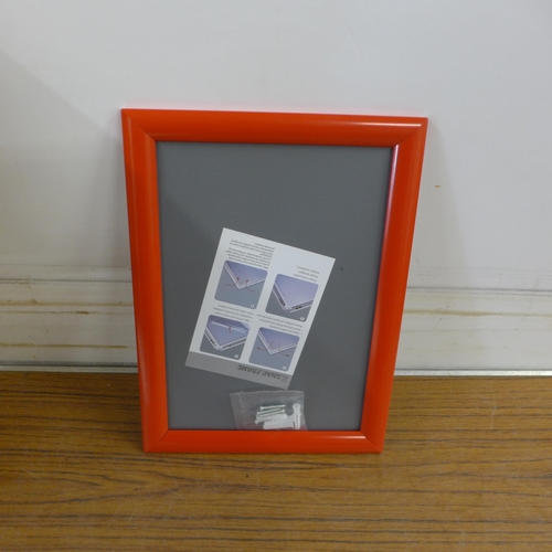 A box of 10 red A4 snap frames