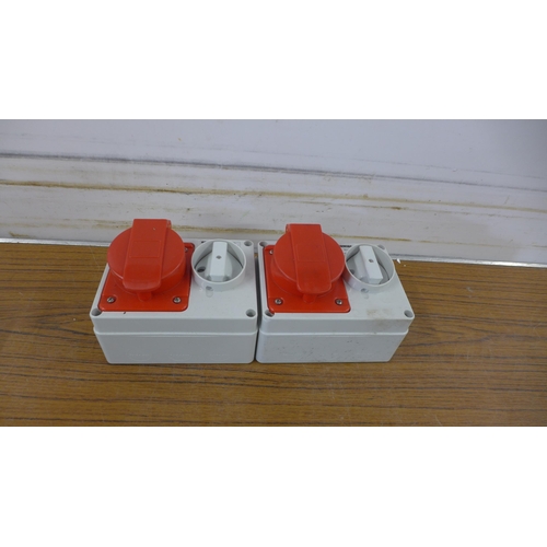 Two 3 phase Gewiss GW66020 shut off sockets