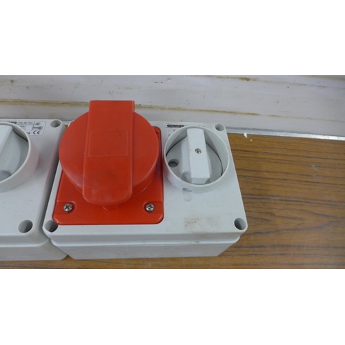 Two 3 phase Gewiss GW66020 shut off sockets