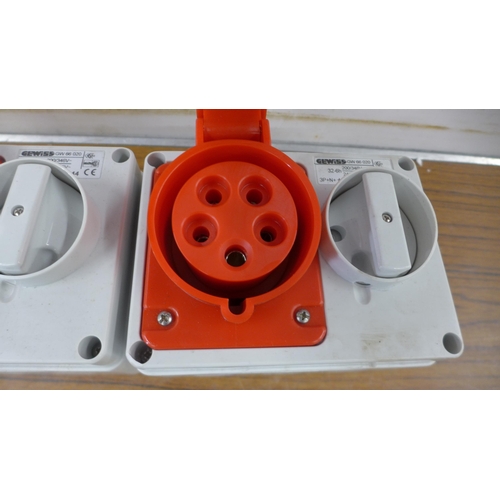 Two 3 phase Gewiss GW66020 shut off sockets