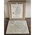 After Robert Morden, map of Durham and a Nottingham embroidery, framed