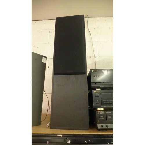 A quantity of stereo equipment including a Sherwood RV-4050R audio/video receiver, a Sherwood CDC-50