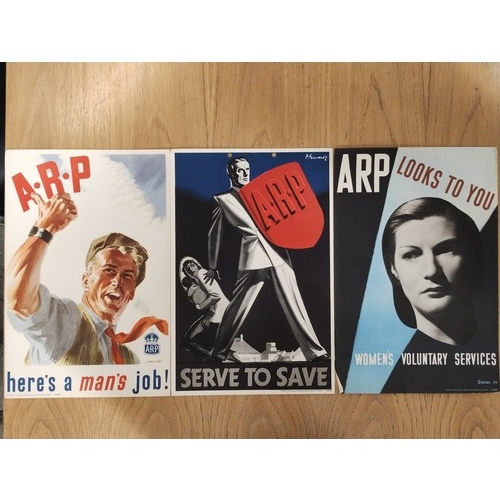 A group of three World War II ARP recruitment posters