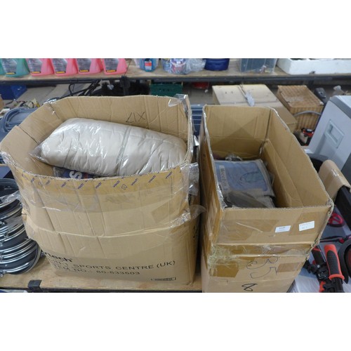 2 boxes of approximately 90 used and unused clothing items including ...