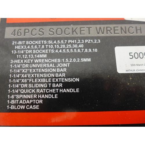 A 46 piece socket wrench set, unused