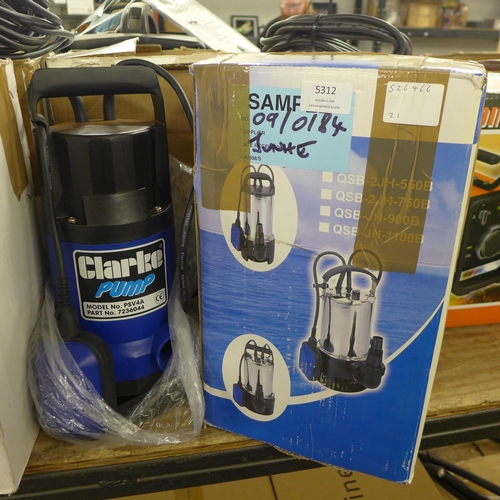 A boxed sample Clarke pump PSV4A submersible water and a boxed sample ...
