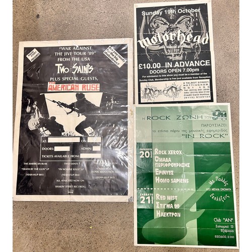 Collection of punk and heavy metal posters including Motorhead, Two ...