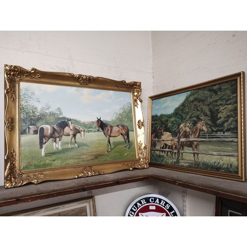 Brian Porteous, rural landscape with horses and Elizabeth Sharp, horses ...