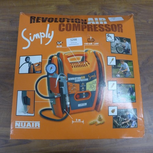 A boxed sample Nu-Air simply revolution air compressor *This lot is ...