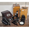 A vintage binocular microscope model BM-51-2, a Watsons microscope, a vintage Bubble sextant MK.IX a
