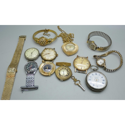 Assorted mechanical wristwatches and fob watches including one .800 ...