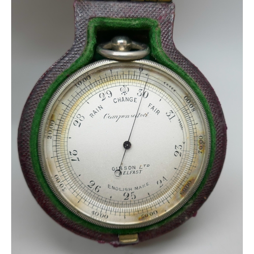 A Gibson Ltd., Belfast double sided combination pocket barometer ...