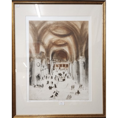 Helen Frank (b.1930) Great Hall MET, hand coloured etching, limited ...