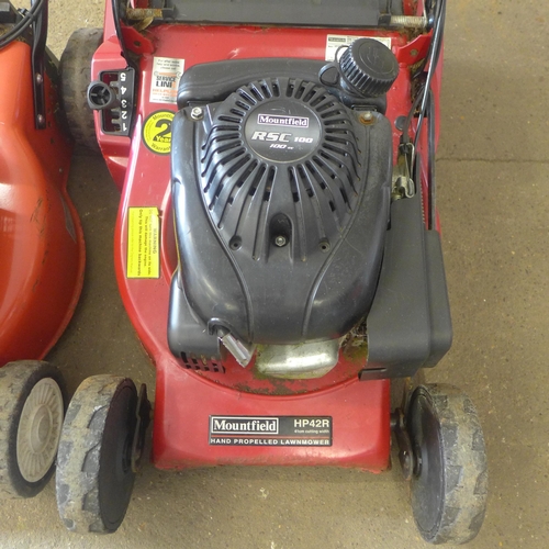 A Mountfield HP454, 45cm hand propelled petrol lawn mower, a Mountfield ...
