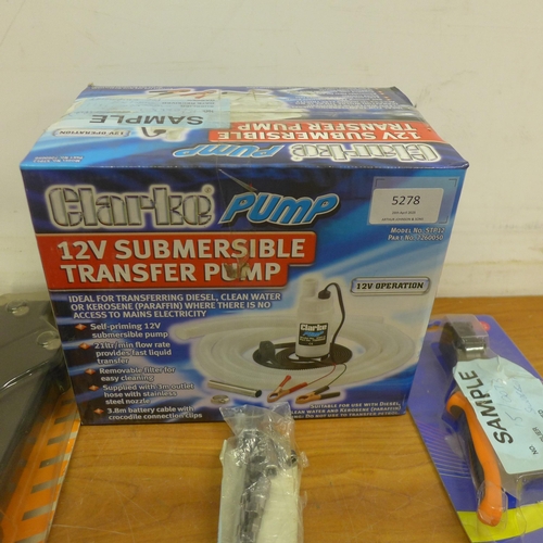 Sample items including a Clarke pump STP12 12V submersible transfer ...