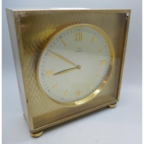 An Omega desk clock, anodised metal case, circa 1970's