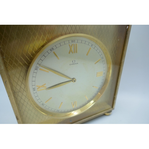 An Omega desk clock, anodised metal case, circa 1970's