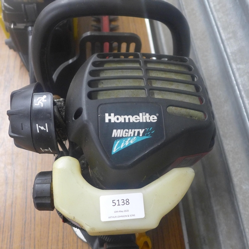 A Homelite mighty lite petrol driven hedge cutter and a Leader CS5800 ...
