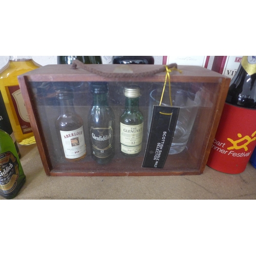 An assortment of spirits, whisky, port, etc. including Glenfiddich ...