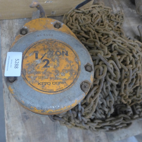 A 2 tonne block and tackle and a half tonne block and tackle