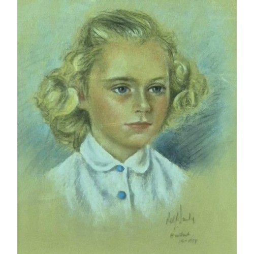 English School (20th Century), portrait of a young girl, indistinctly ...