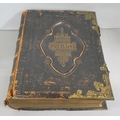 A leather bound Victorian illustrated family Holy Bible with brass ...