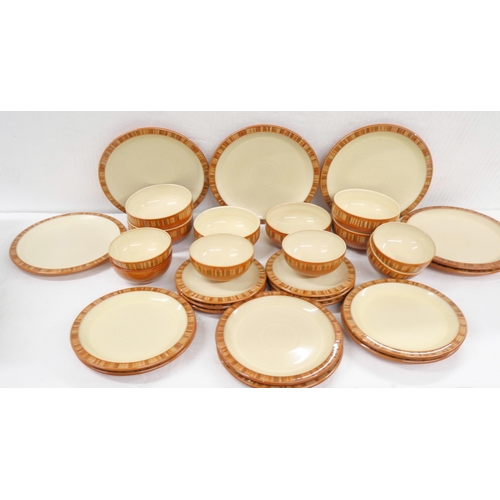A collection of Denby Fire Stripes pottery dinnerware comprising of six ...